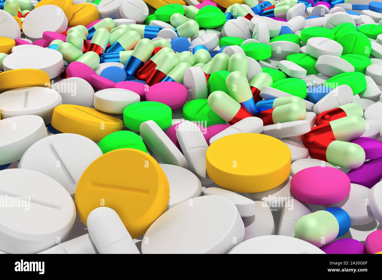 Drugs and Pills on white background, Medical pill, Tablet symbol. 3d ...