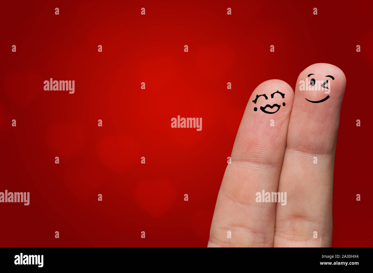 Cute smiley fingers loving and hugging each other Stock Photo - Alamy