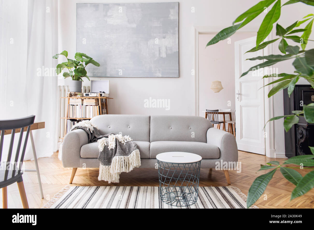 Stylish interior design of open space at nice apartment Stock Photo - Alamy