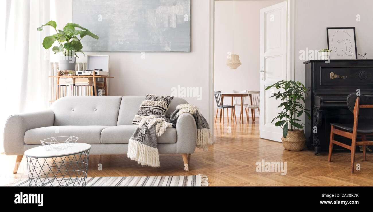 Stylish interior design of open space at nice apartment Stock Photo - Alamy