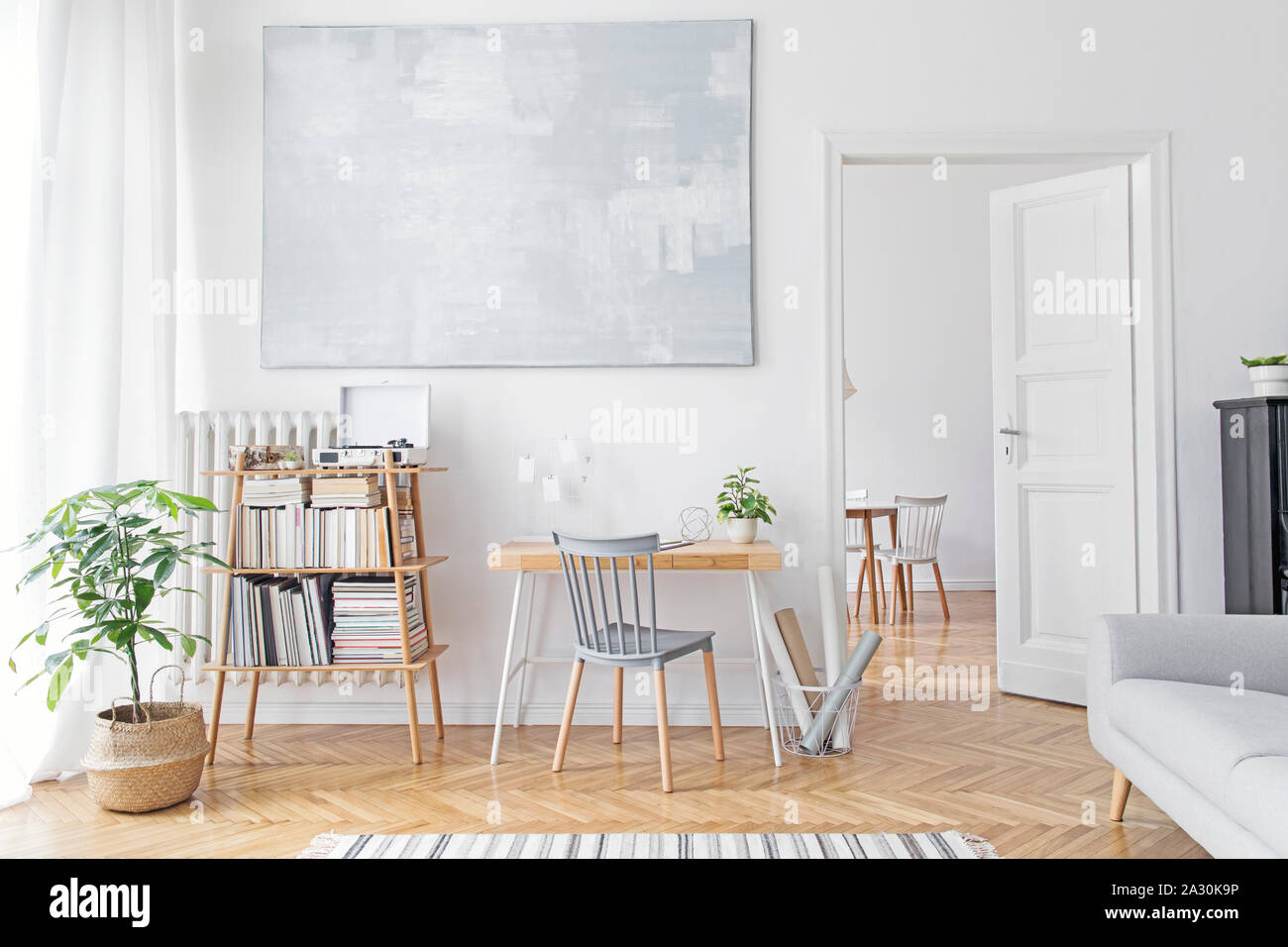 Stylish interior design of open space at nice apartment Stock Photo - Alamy
