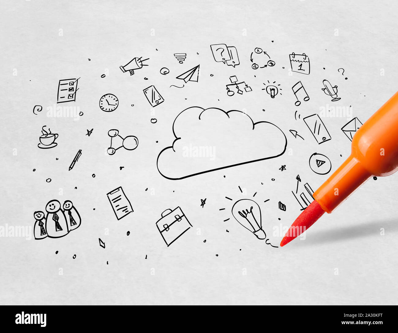 Pencil drawing online task management concept Stock Photo - Alamy