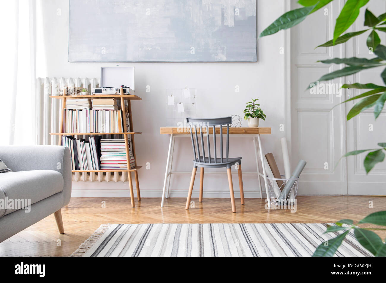 Stylish interior design of open space at nice apartment Stock Photo - Alamy