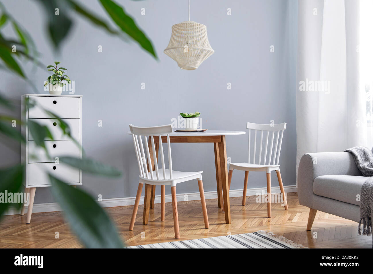 Stylish interior design of open space at nice apartment Stock Photo - Alamy