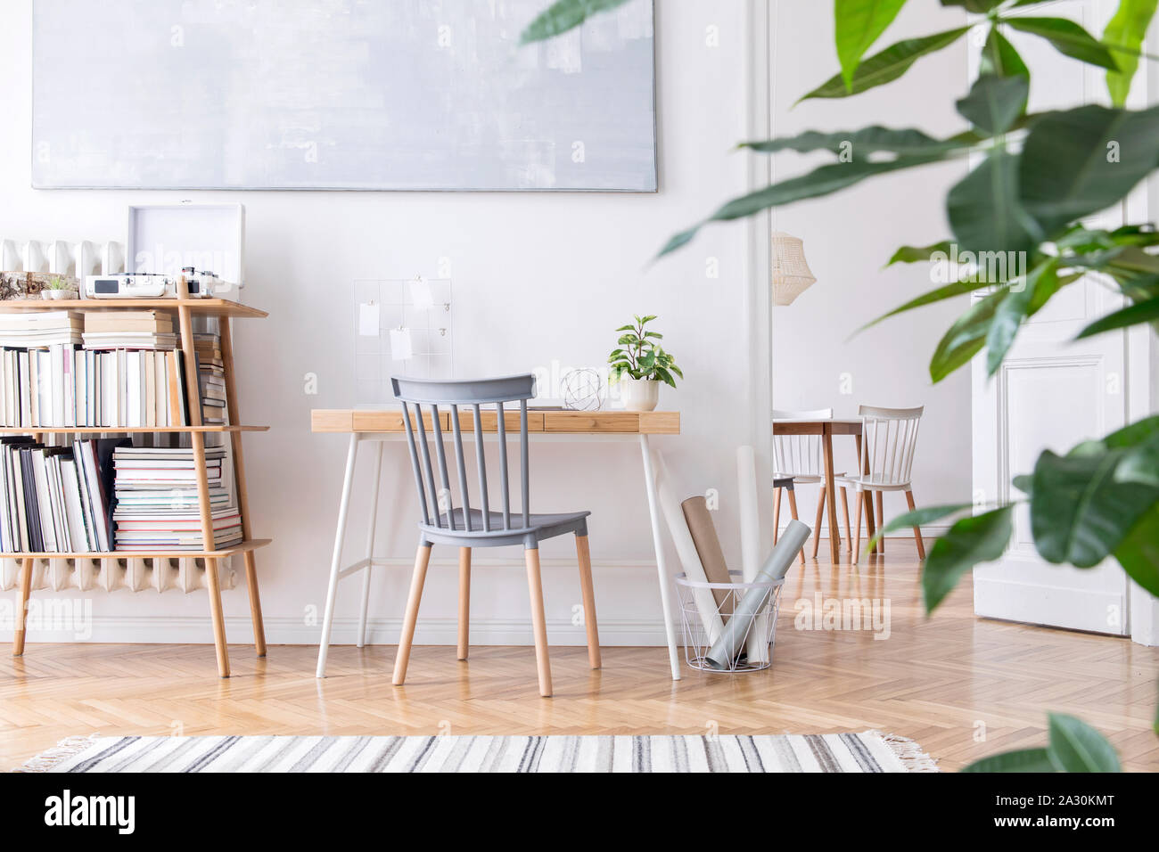 Stylish interior design of open space at nice apartment Stock Photo - Alamy