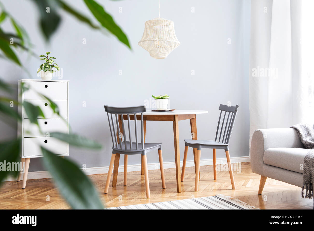 Stylish interior design of open space at nice apartment Stock Photo - Alamy