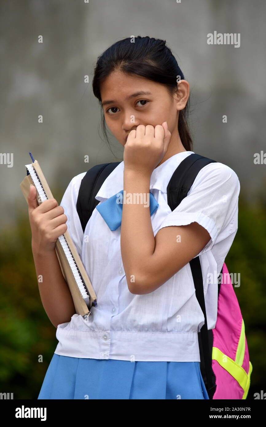 An A Pretty Girl Student Afraid Stock Photo - Alamy