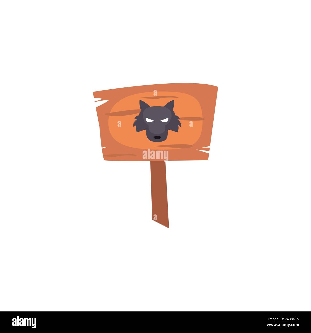 tag of wood with wolf head on white background vector illustration ...