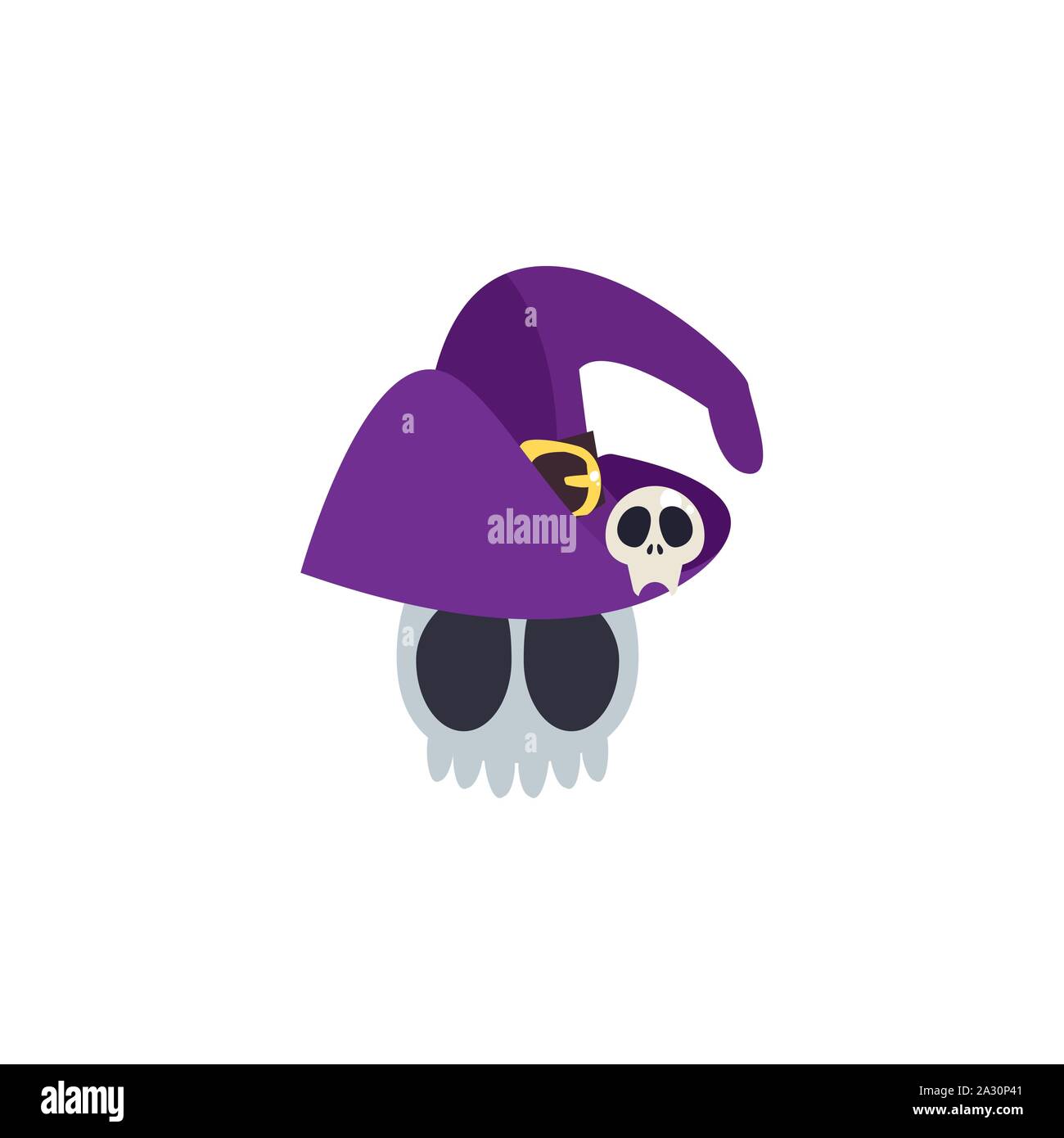 skull of dead with wizard hat on white background vector illustration ...