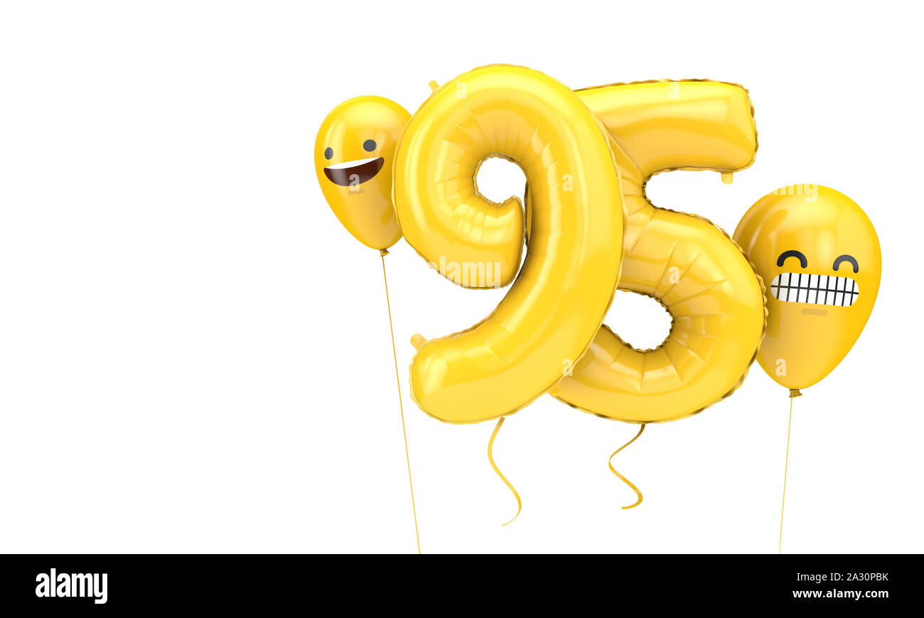 Number 95 birthday ballloon with emoji faces balloons. 3D Render Stock ...