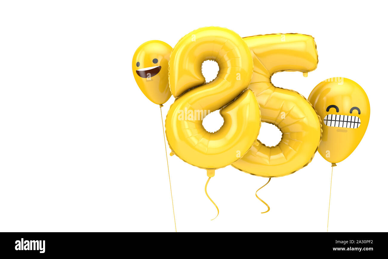 Number 85 birthday ballloon with emoji faces balloons. 3D Render Stock ...