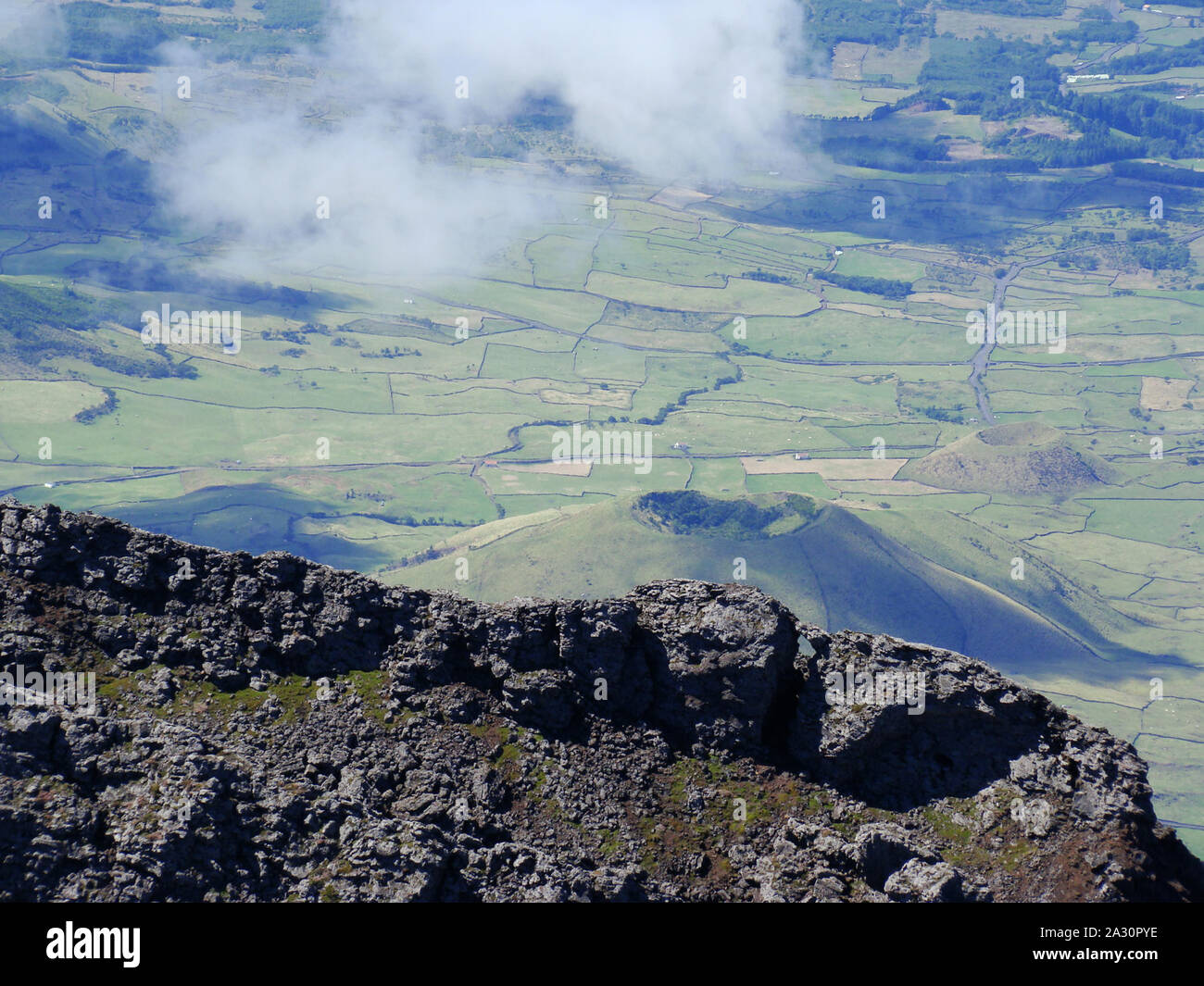 Lava fields at the summit of Pico volcano, in the Azores archipelago ...