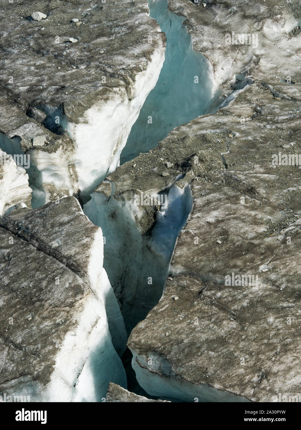 Ice crevasses of Argentière Glacier, Chamonix-Mont-Blanc valley, Haute ...