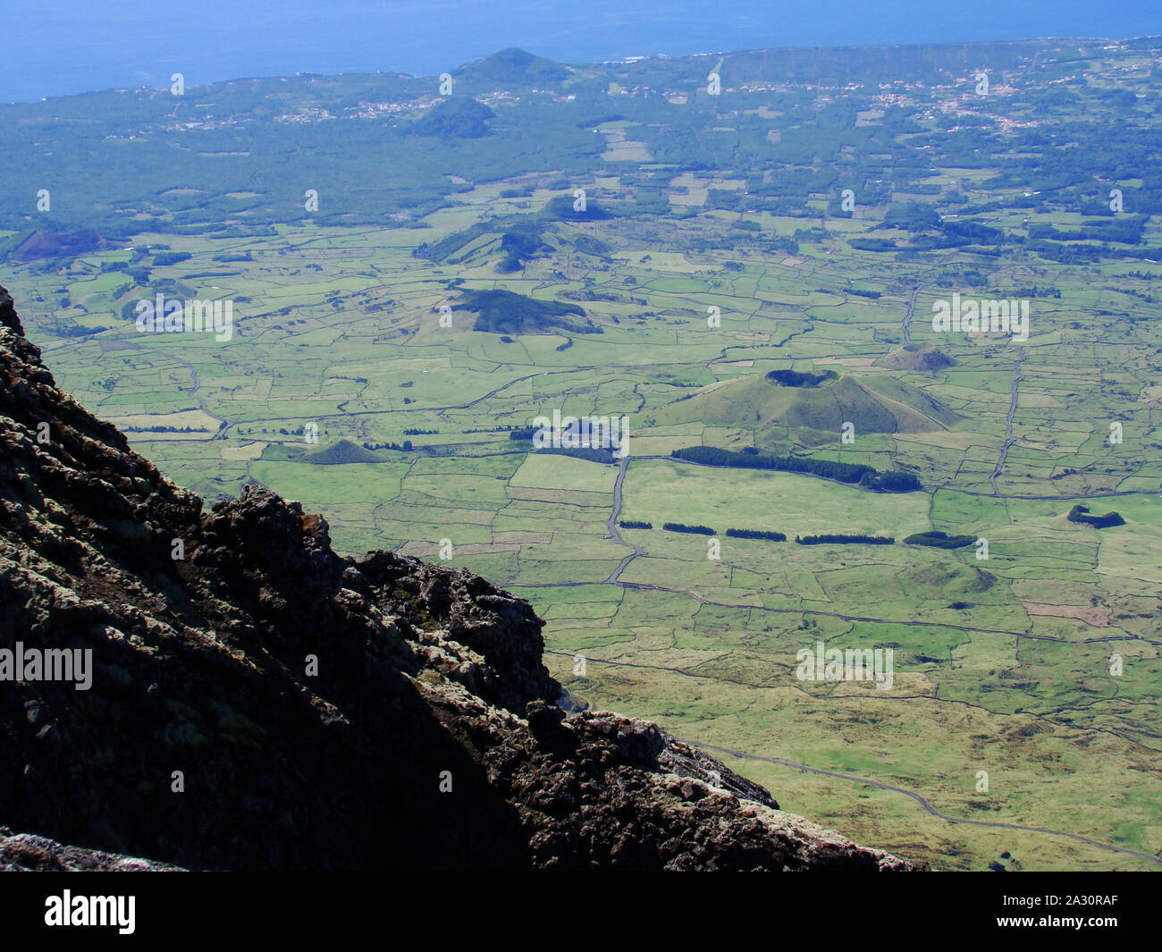 View of Pico island from the summit of its volcano (Azores archipelago ...