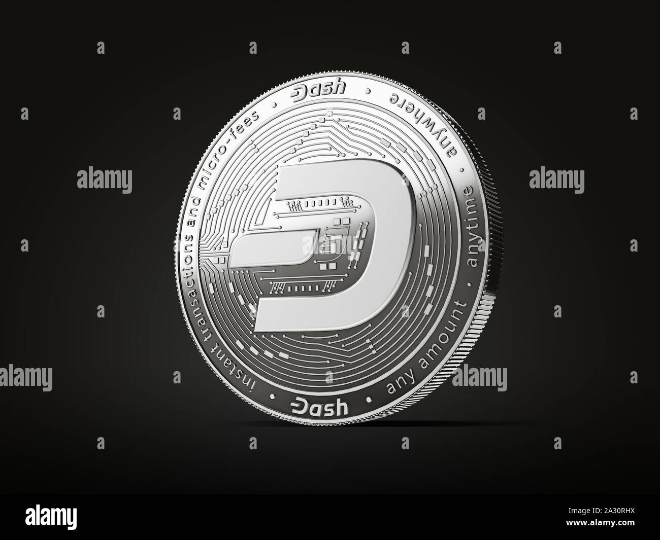 Dash cryptocurrency concept coin with new, 2019 updated logo. Isolated ...