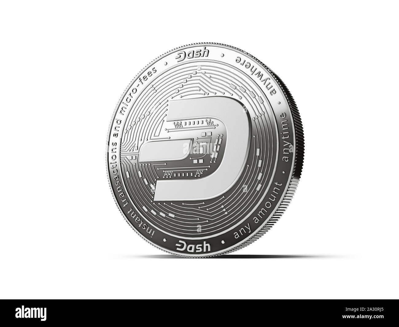 Dash cryptocurrency concept coin with new, 2019 updated logo. Isolated ...