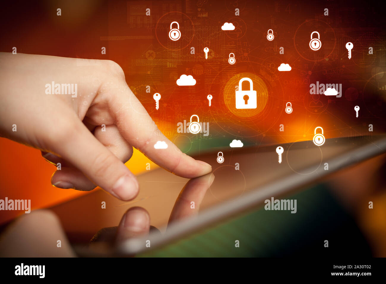 Hand holding tablet with online security system concept Stock Photo - Alamy