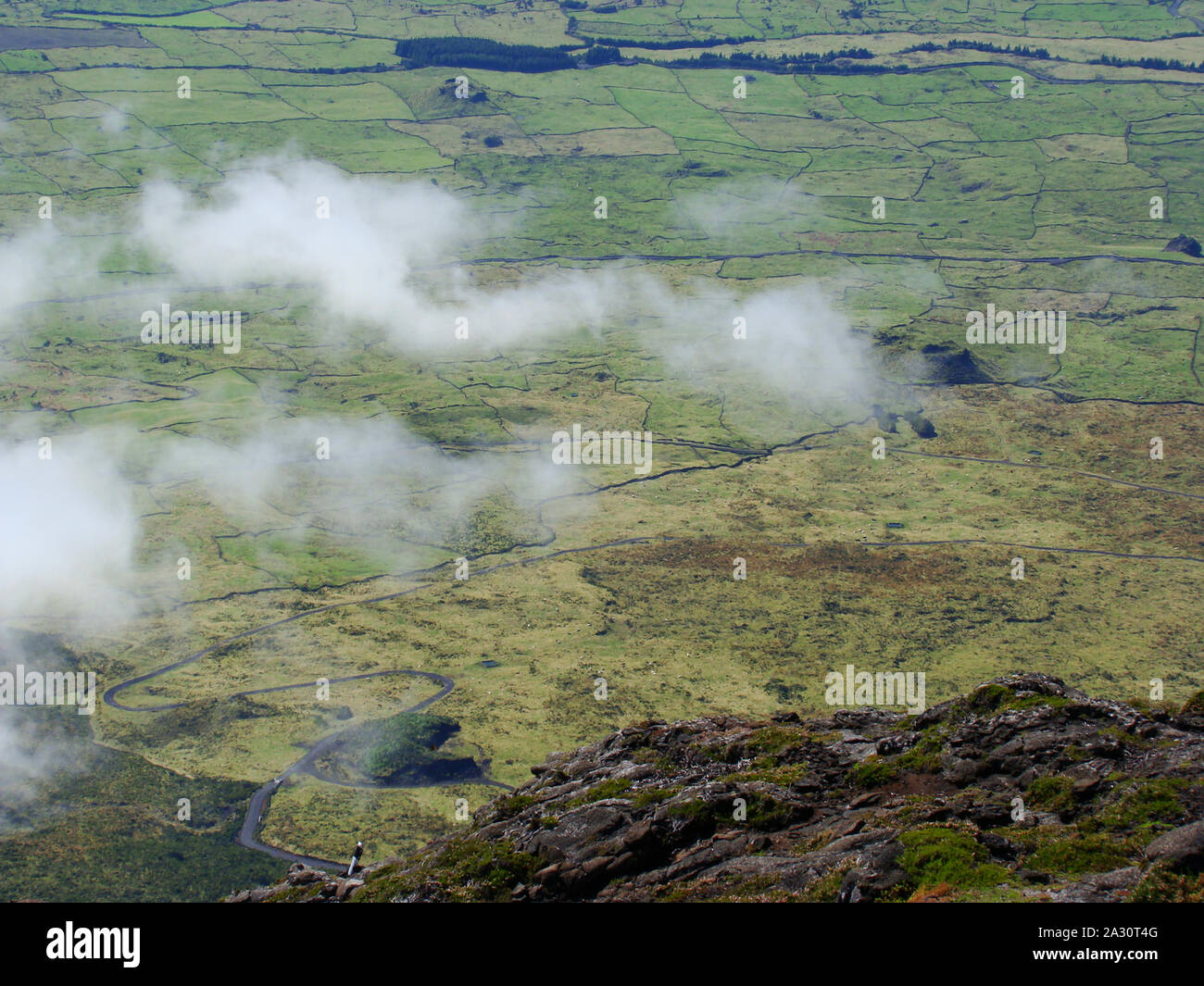 View of Pico island from the summit of its volcano (Azores archipelago ...