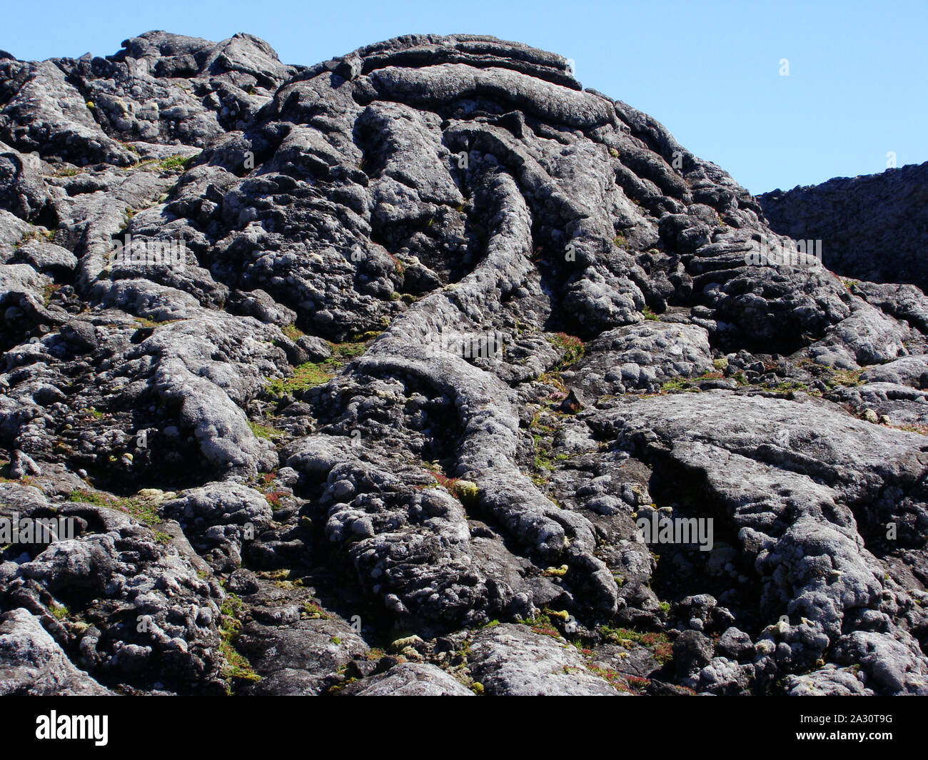 Lava fields at the summit of Pico volcano, in the Azores archipelago ...