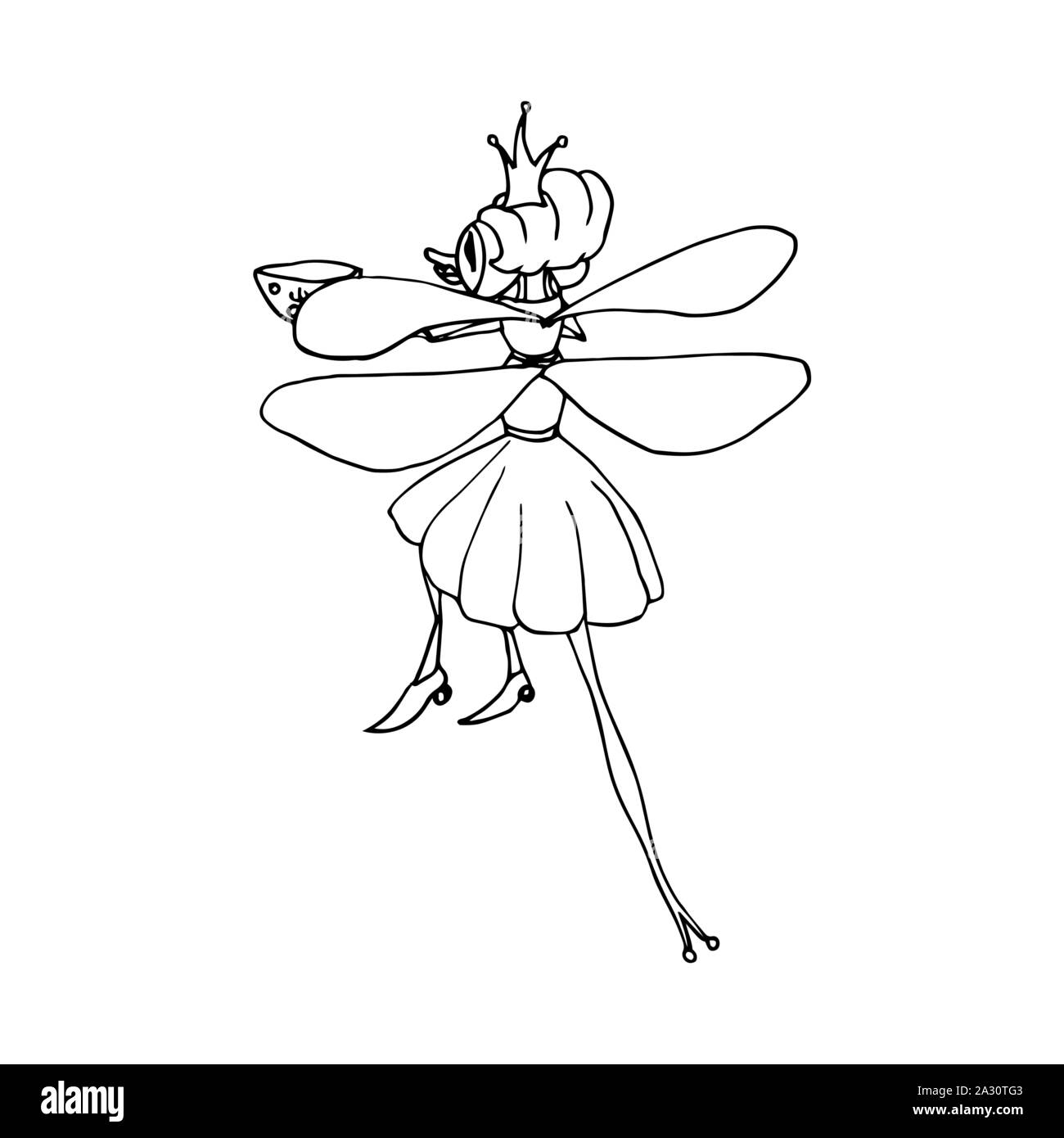 Dragonfly icon on white Black and White Stock Photos & Images - Alamy