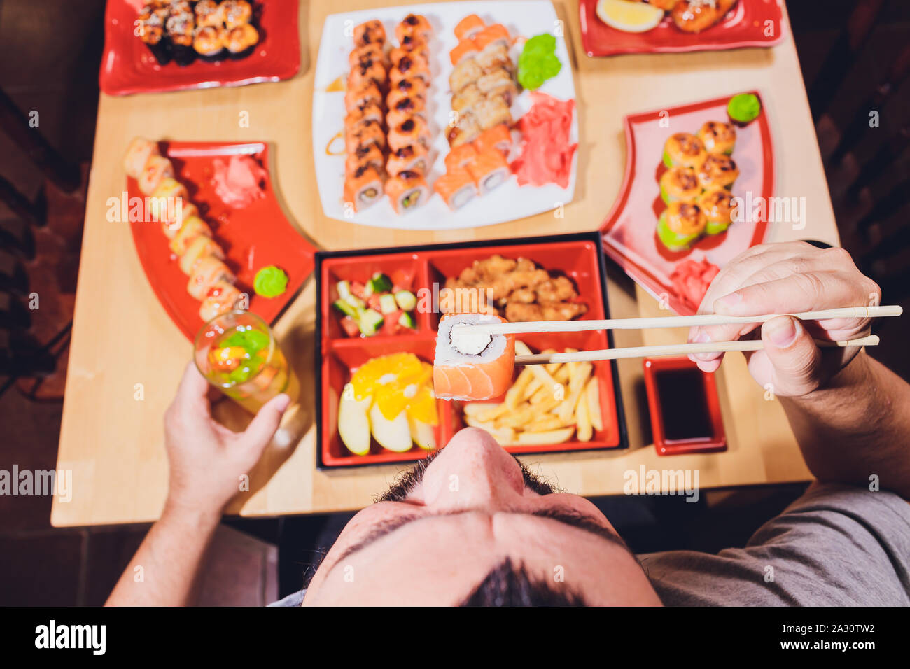Japanese food mix on a restaurant table Stock Photo - Alamy