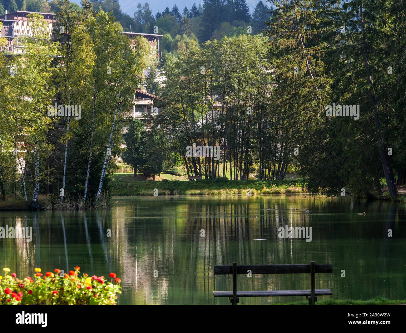 Les Gaillands lake, Chamonix-Mont-Blanc valley, Haute-Savoie, France ...