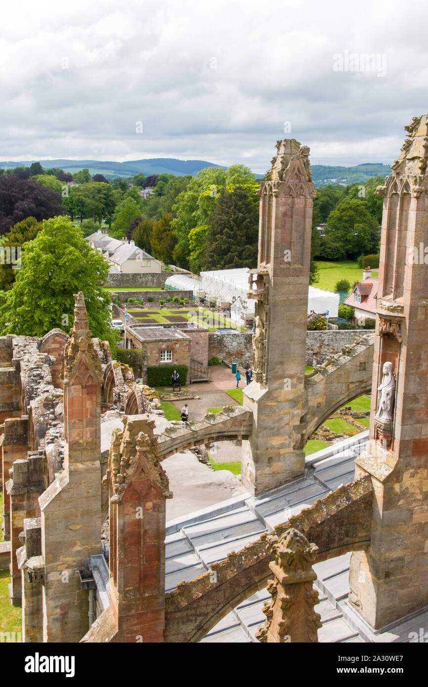 abbey, church, architecture, melrose, england, stone, historic ...