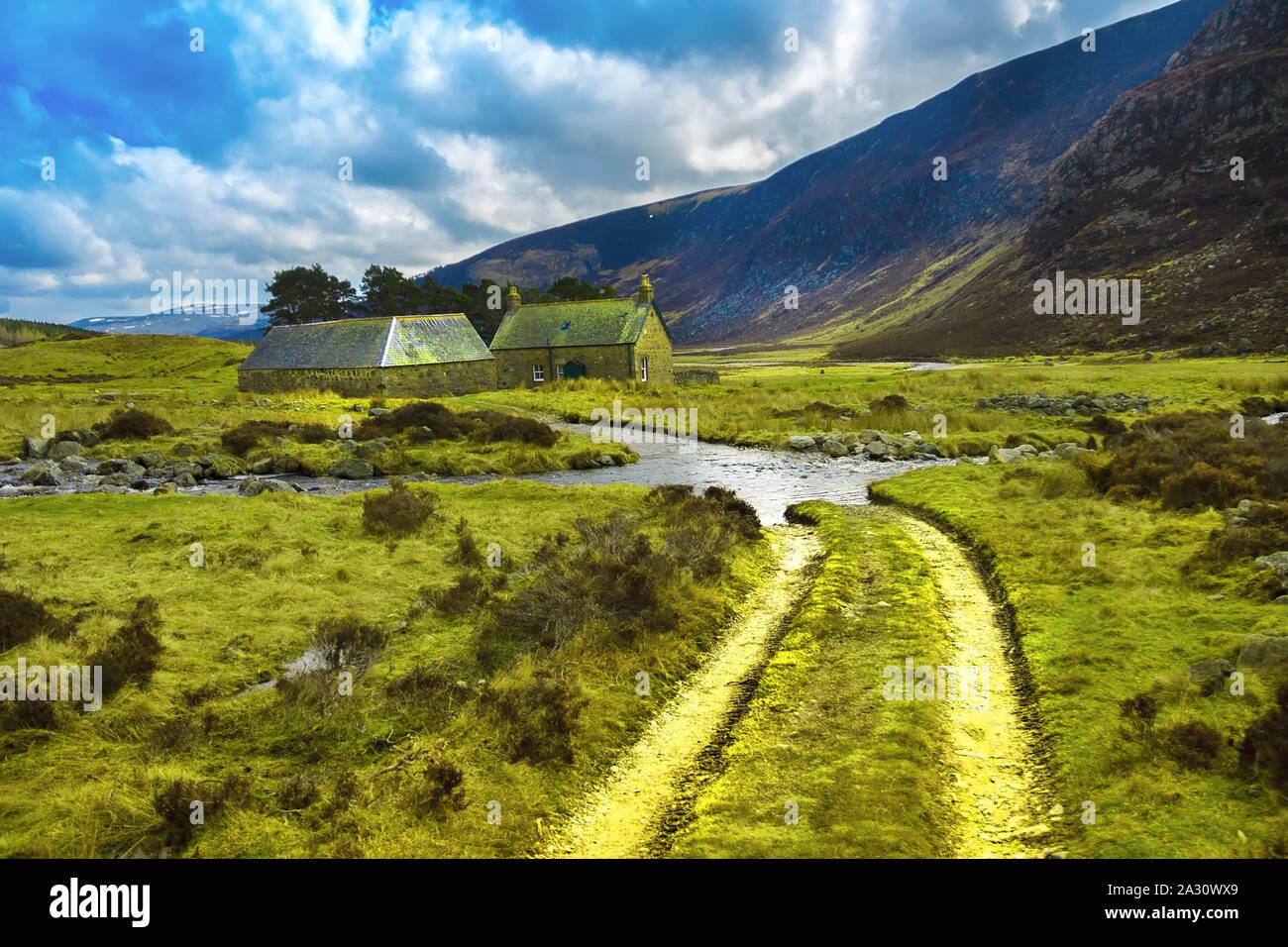 Glenmark Cottage on the route to Mount Keen. Glen Mark, Angus, Scotland ...