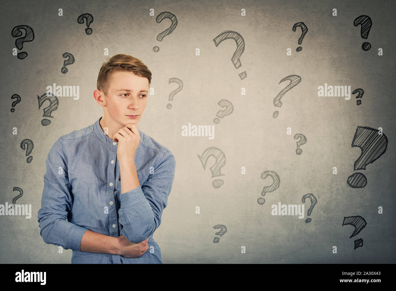 Thoughtful teenage boy introvert being discontent and sad, can't ...