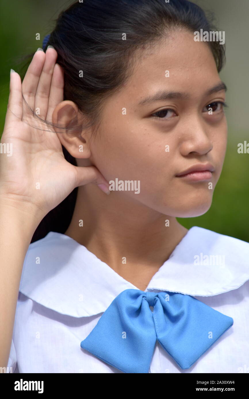 An A Beautiful Girl Listening Stock Photo - Alamy