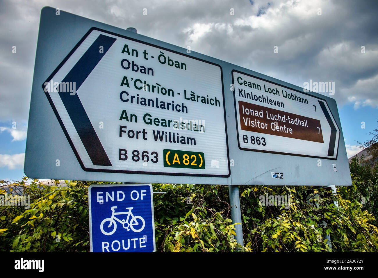 Directional sign in Scottish Highlands Stock Photo - Alamy