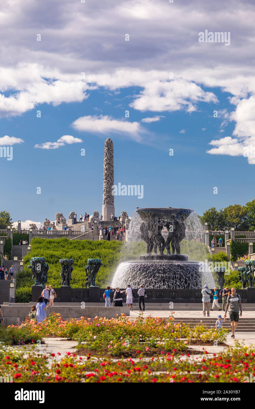 OSLO, NORWAY - Monolith at center of Vigeland Sculpture installation ...