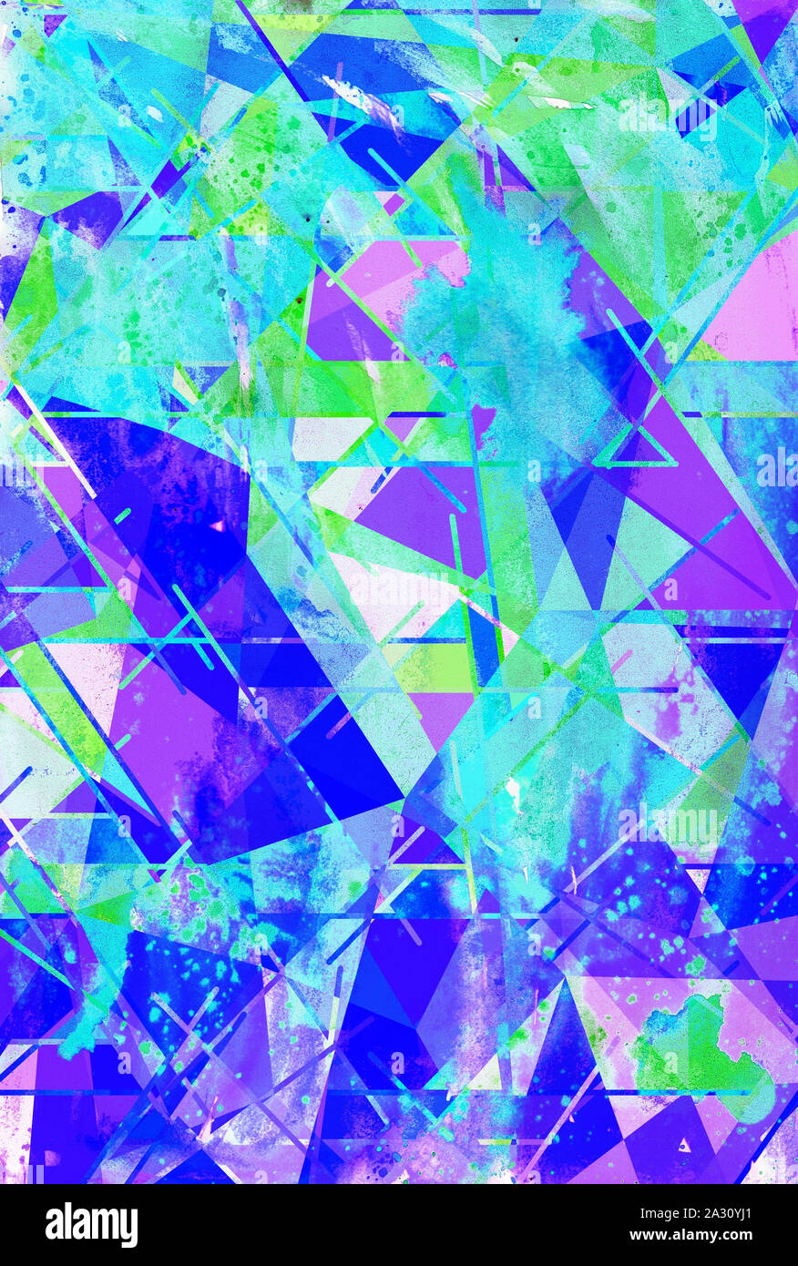Geometric multicolor abstract watercolor background with lines and ...
