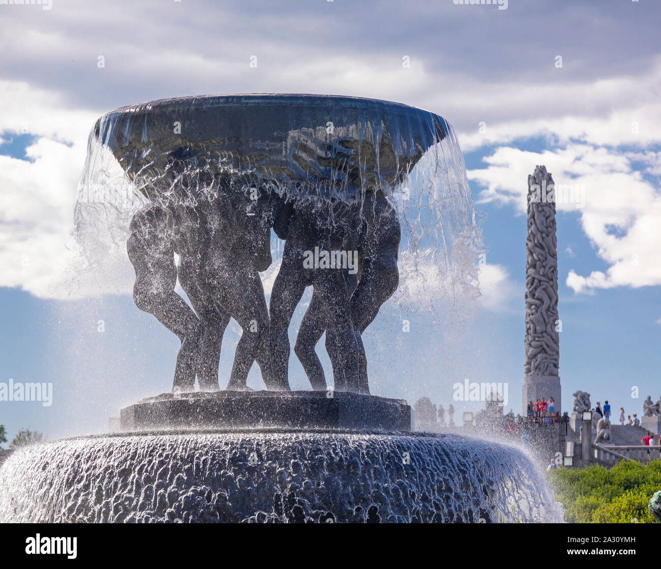 OSLO, NORWAY - Fountain and monolith, Vigeland Sculpture installation ...