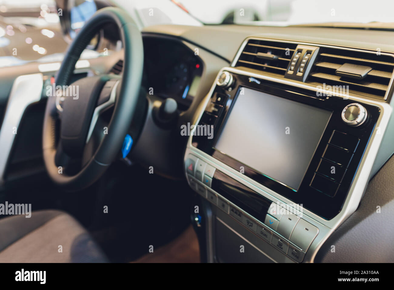 View of the interior of a modern automobile showing the dashboard Stock ...