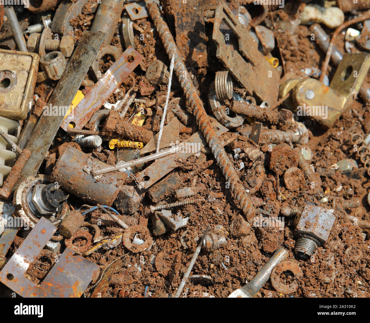 background of scrap and old rusty usable iron tools in recycling Stock ...