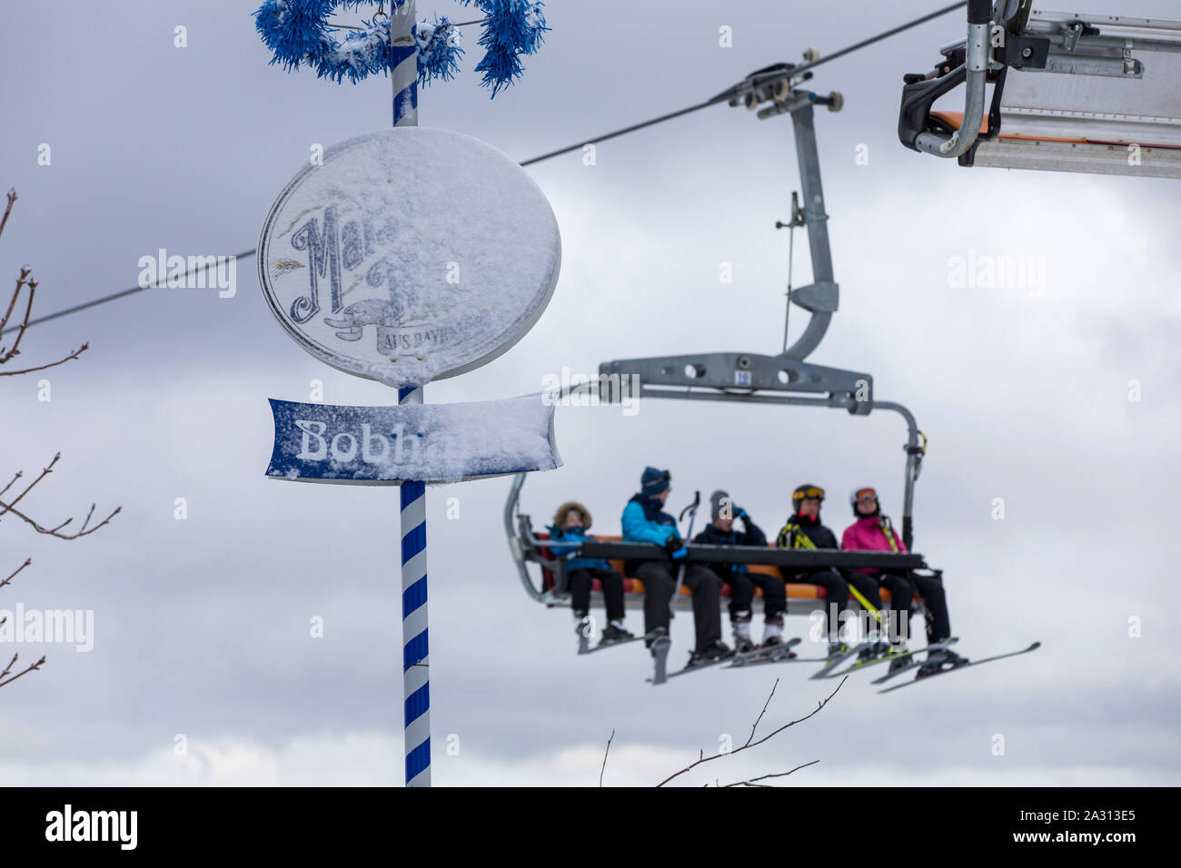 Ski area Winterberg, ski carousel, at the ski lift Kappe, beer garden ...