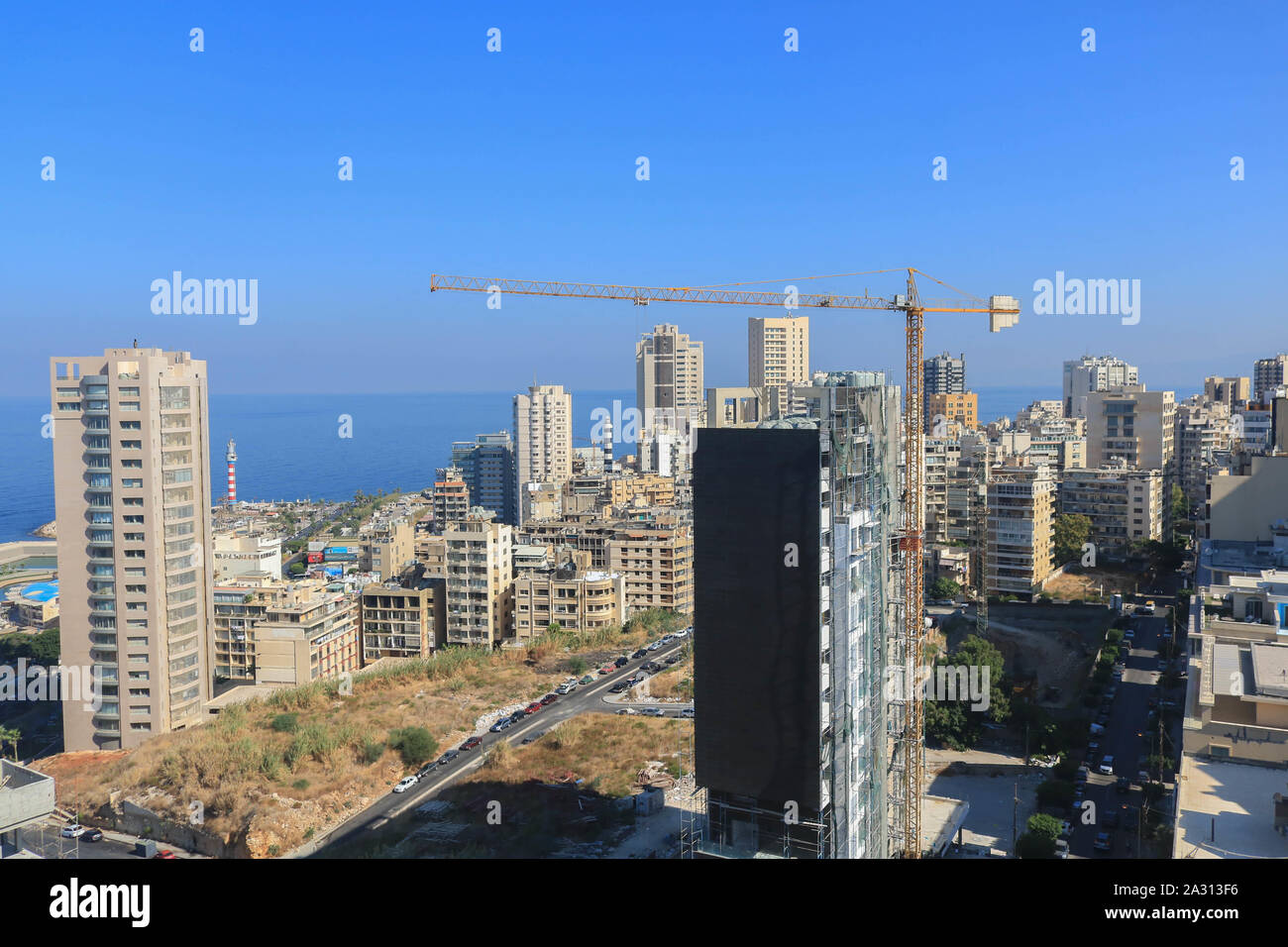 Beirut, Lebanon. 4th Oct, 2019. A panoramic view of a newly built high ...