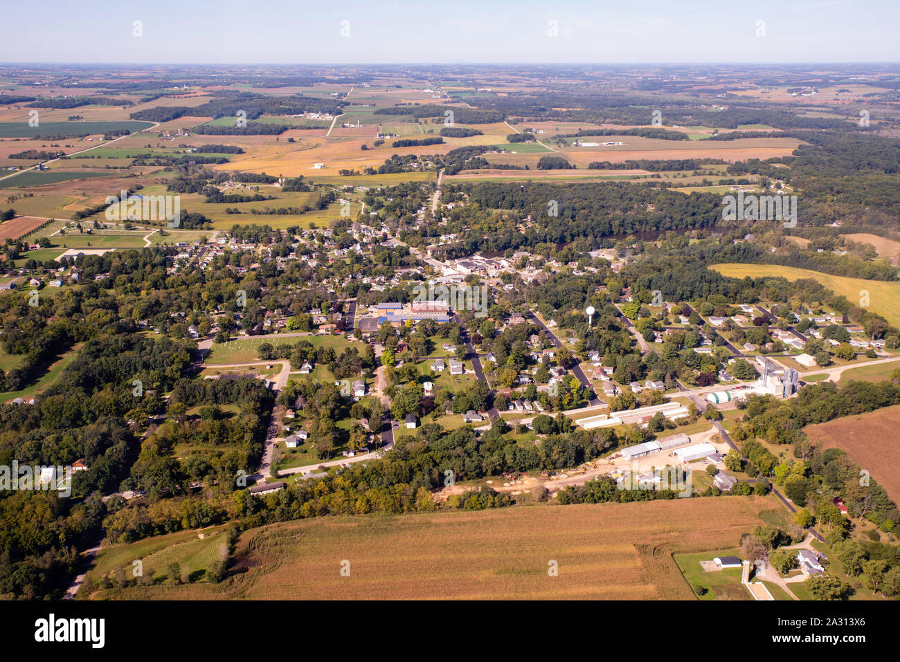 Aerial photograph of Albany, Green County, Wisconsin, USA Stock Photo ...