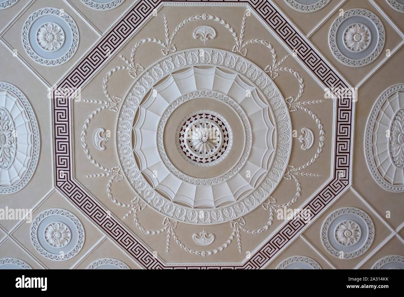 Entrance Hall ceiling - Harewood House - West Yorkshire, England Stock ...