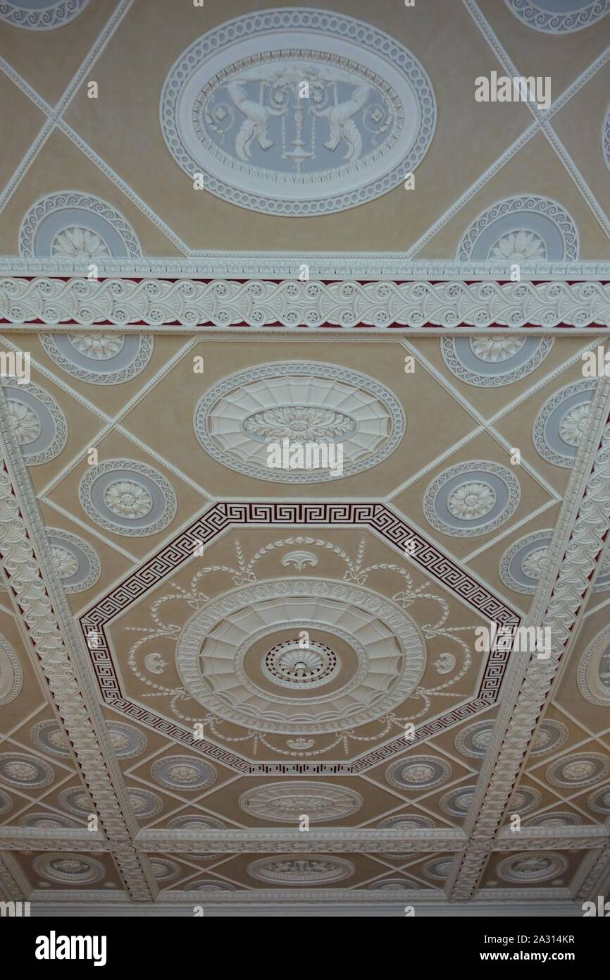 Entrance Hall ceiling - Harewood House - West Yorkshire, England Stock ...