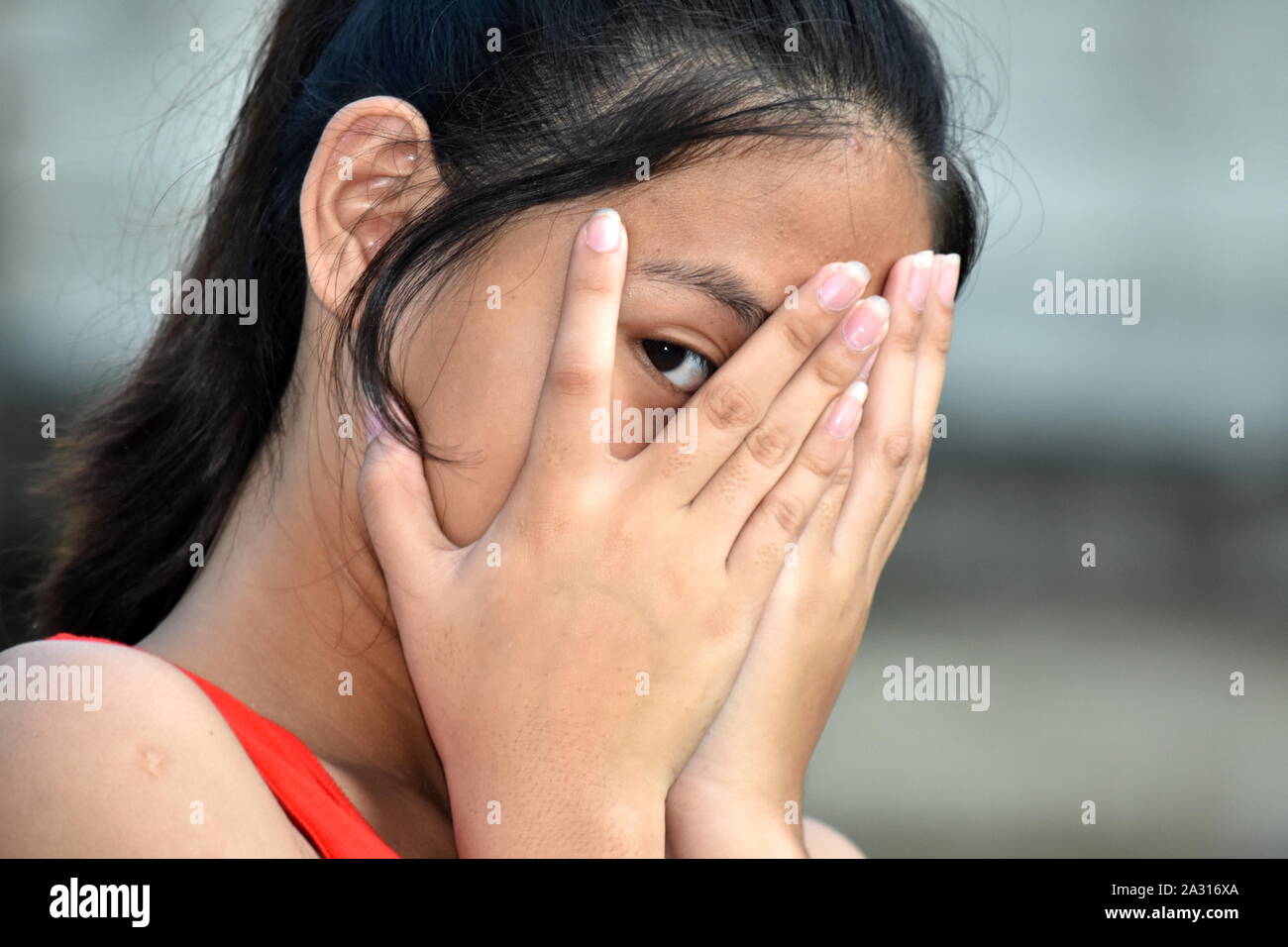 An A Fearful Teenage Female Stock Photo - Alamy