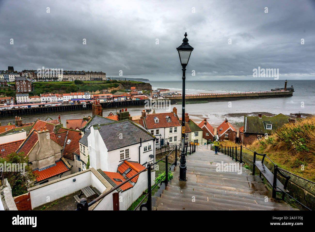 The 199 steps to Whitby Abbey Stock Photo - Alamy