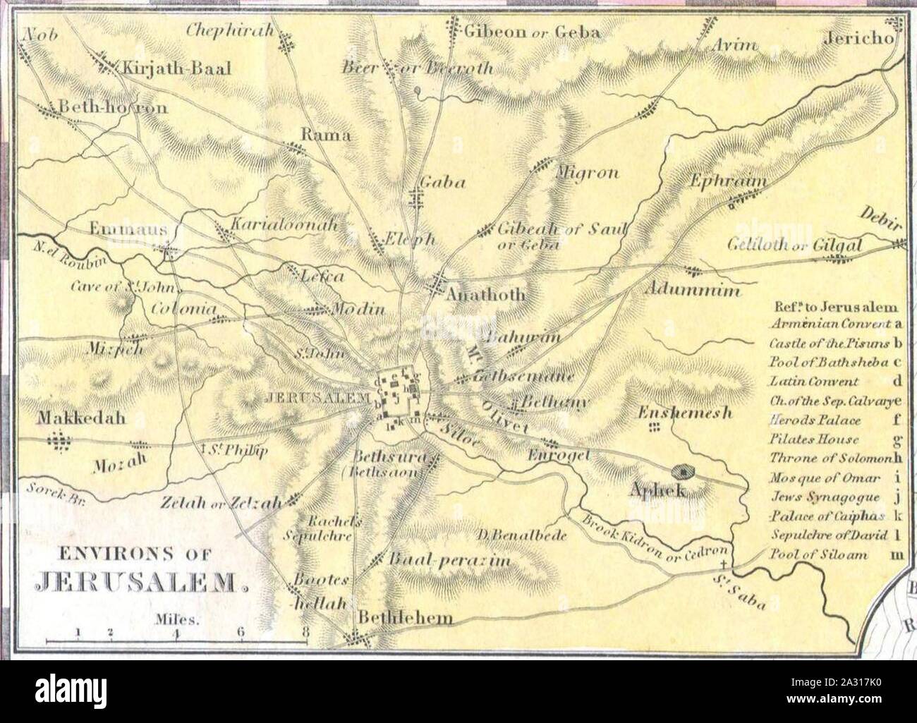 Environs of Jerusalem. 1836 Tanner Map of Palestine - Israel - Holy ...
