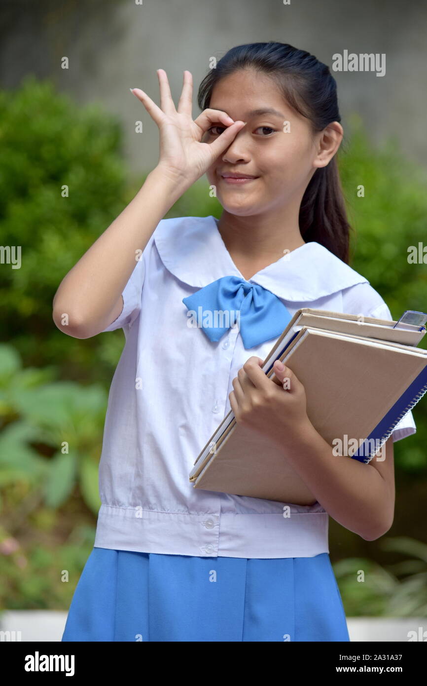 Youthful Girl Student Searching With School Books Stock Photo - Alamy