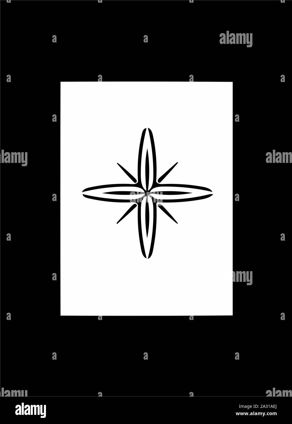 Ornate abstract black symbol on white background and black frame Stock ...