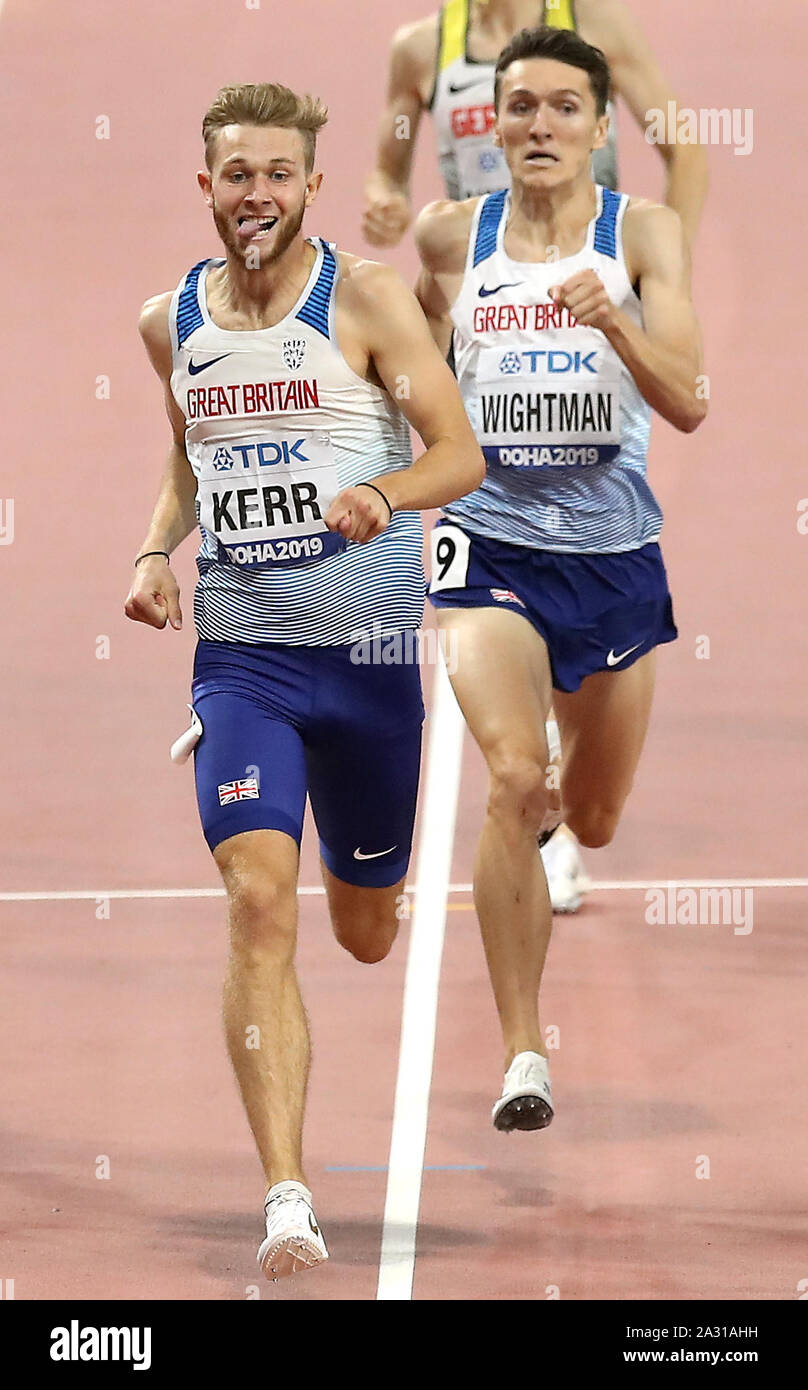 Great Britian's Josh Kerr (left) and Jake Wightman during the 1500 ...