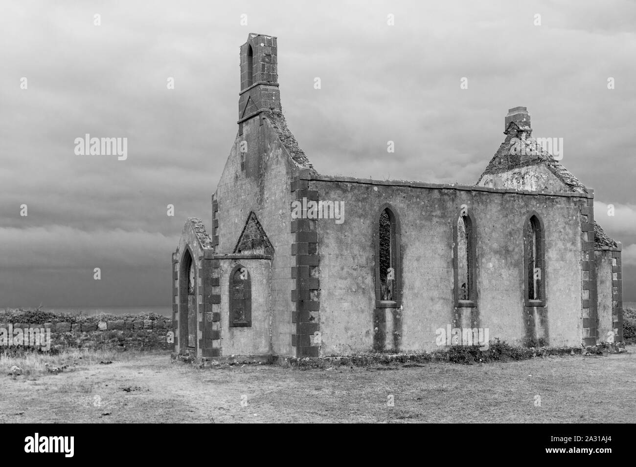 View of abandoned building, Kilronan, Inishmore, Aran Islands, County ...