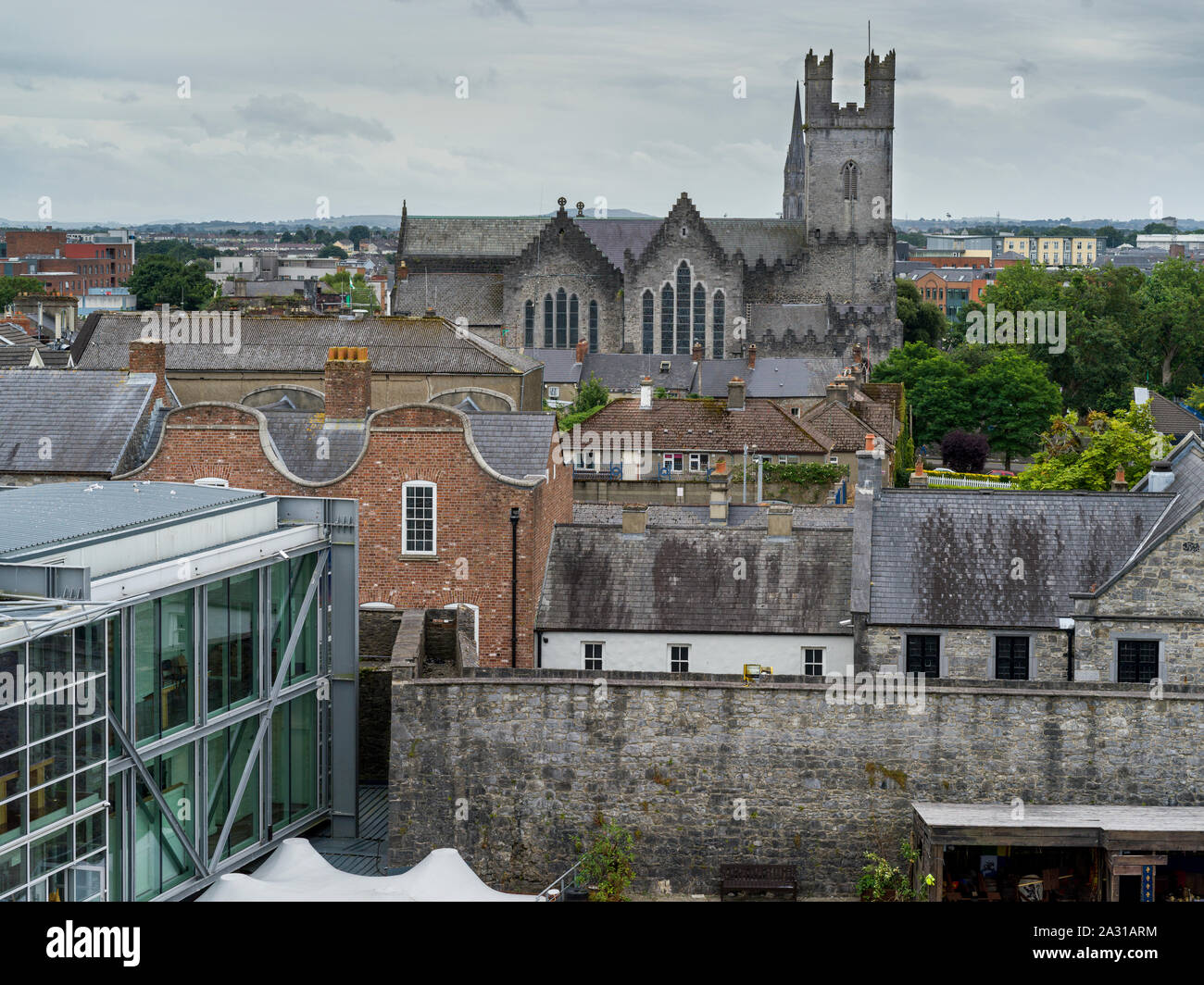 Overview of a city, Kings Island, Limerick, County Limerick, Ireland ...