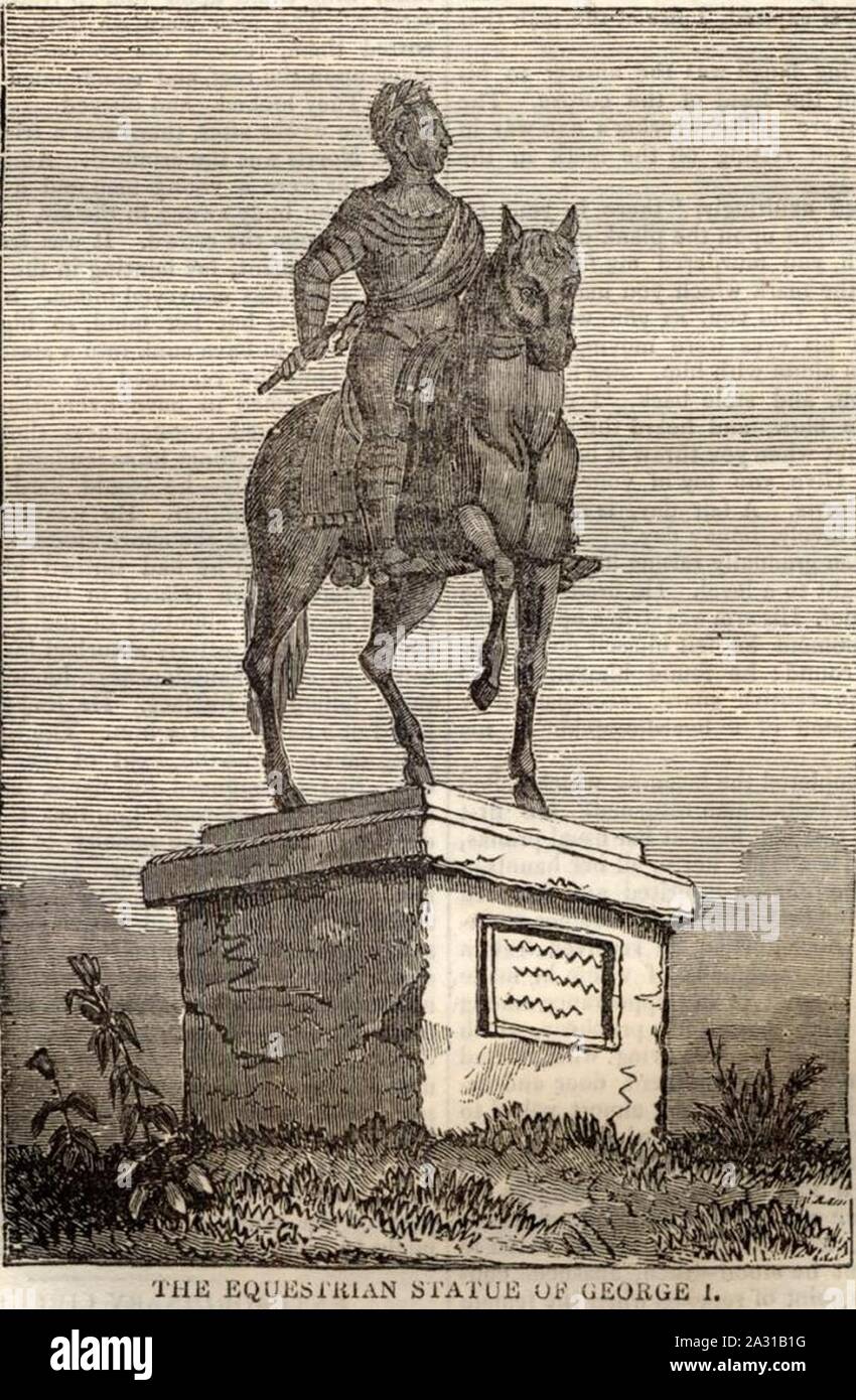 Equestrian Statue of George I Engraving Stock Photo - Alamy